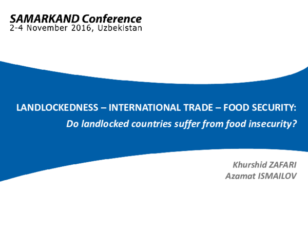 (PDF) LANDLOCKEDNESS-INTERNATIONAL TRADE-FOOD SECURITY: Do landlocked ...