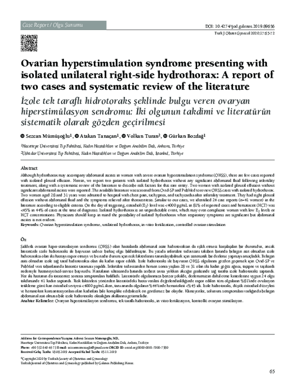 (PDF) Ovarian hyperstimulation syndrome presenting with isolated ...