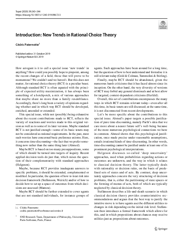 (PDF) Rational Choice Theory