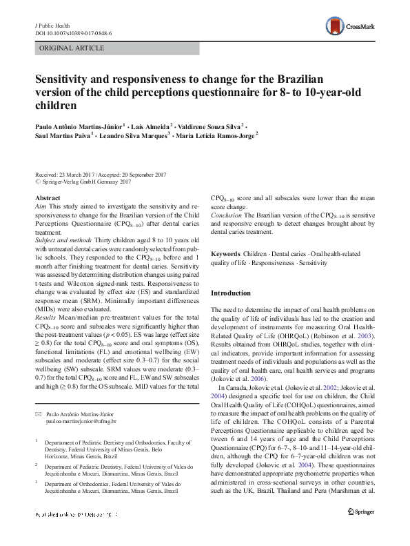 (PDF) Sensitivity and responsiveness to change for the Brazilian ...