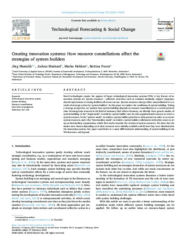 (PDF) Creating innovation systems: How resource constellations affect ...