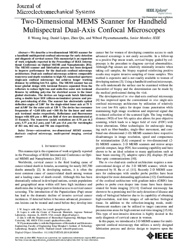 (PDF) 2-D MEMS Scanner for Handheld Multispectral Dual-Axis Confocal ...