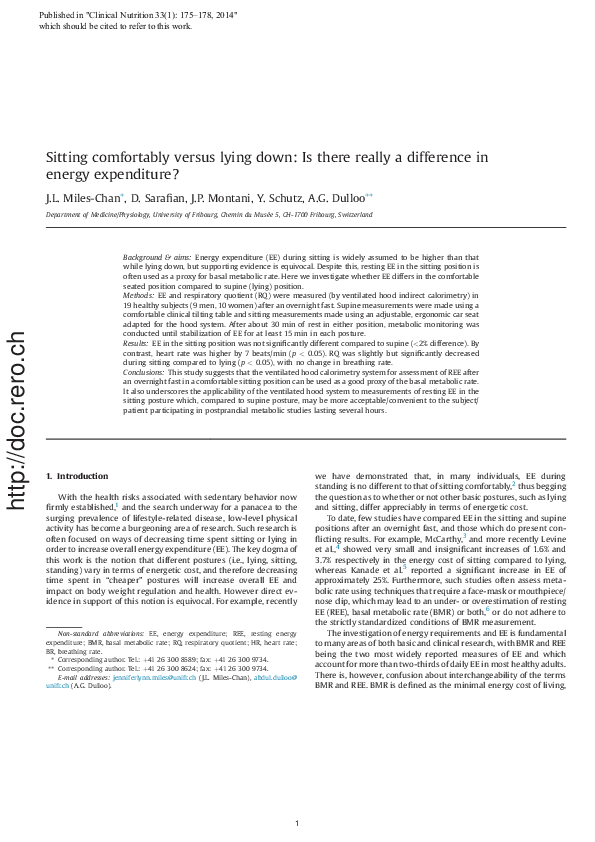 (PDF) Sitting comfortably versus lying down: Is there really a ...