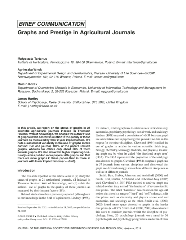 (PDF) Graphs and prestige in agricultural journals