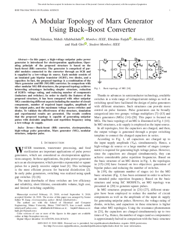 (PDF) A Modular Topology of Marx Generator Using Buck-Boost Converter