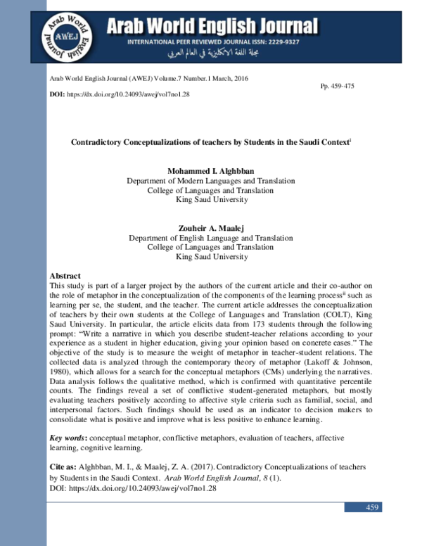 (PDF) Contradictory Conceptualizations of Teachers by Students in the ...