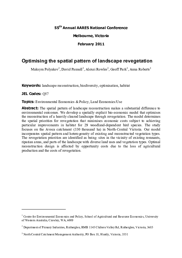 (PDF) Optimising the spatial pattern of landscape revegetation