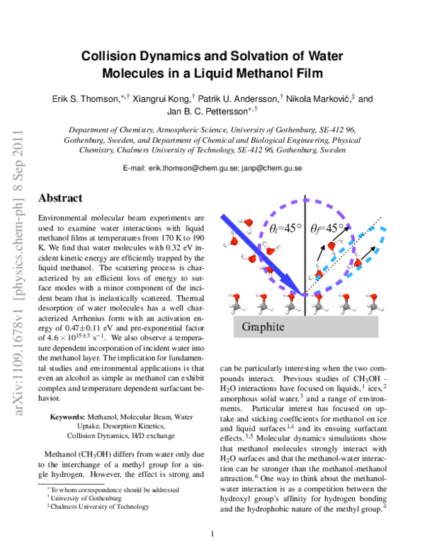 (PDF) Collision Dynamics and Solvation of Water Molecules in a Liquid ...