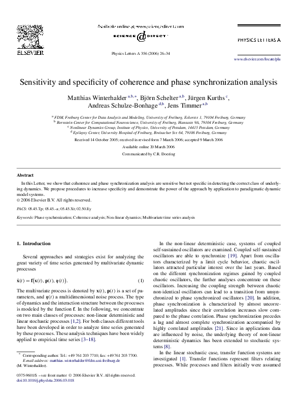 Pdf Sensitivity And Specificity Of Coherence And Phase Synchronization Analysis 2076