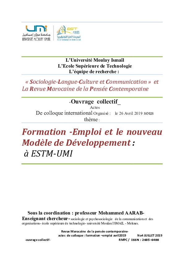 (PDF) ouvrage collectif:Formation -Emploi et le nouveau Modèle de ...