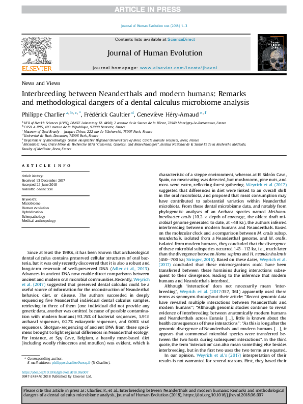 (PDF) Interbreeding between Neanderthals and modern humans: Remarks and ...