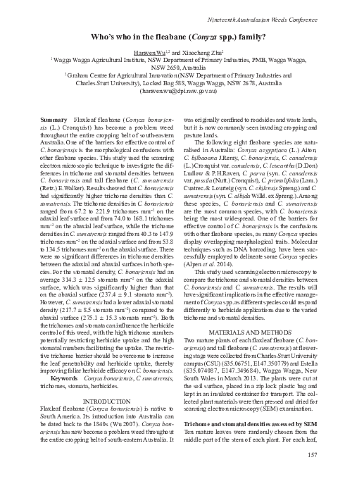 (PDF) Who's who in the fleabane (Conyza spp.) family?