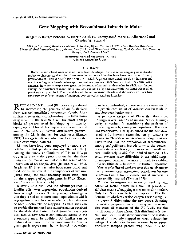 (PDF) Gene mapping with recombinant inbreds in maize
