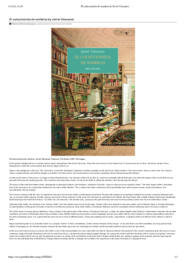 (PDF) El coleccionista de sombras by Javier Vasconez (English Version)