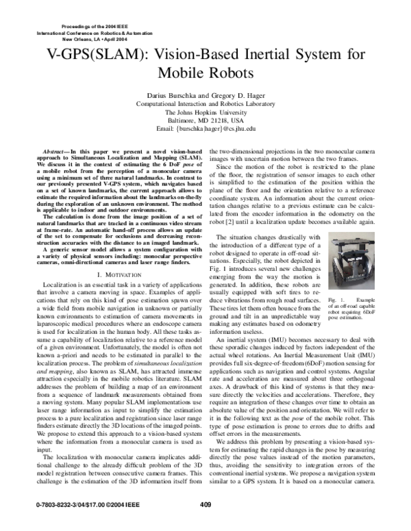 (PDF) V-GPS(SLAM): vision-based inertial system for mobile robots