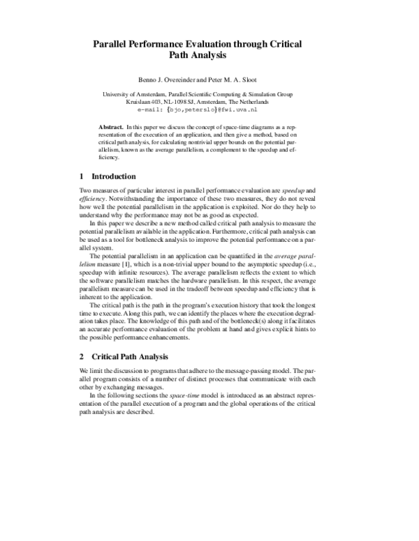 (PDF) Parallel performance evaluation through critical path analysis