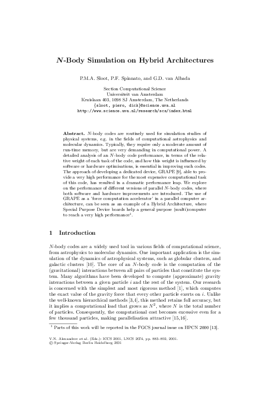 (PDF) N-Body Simulation on Hybrid Architectures