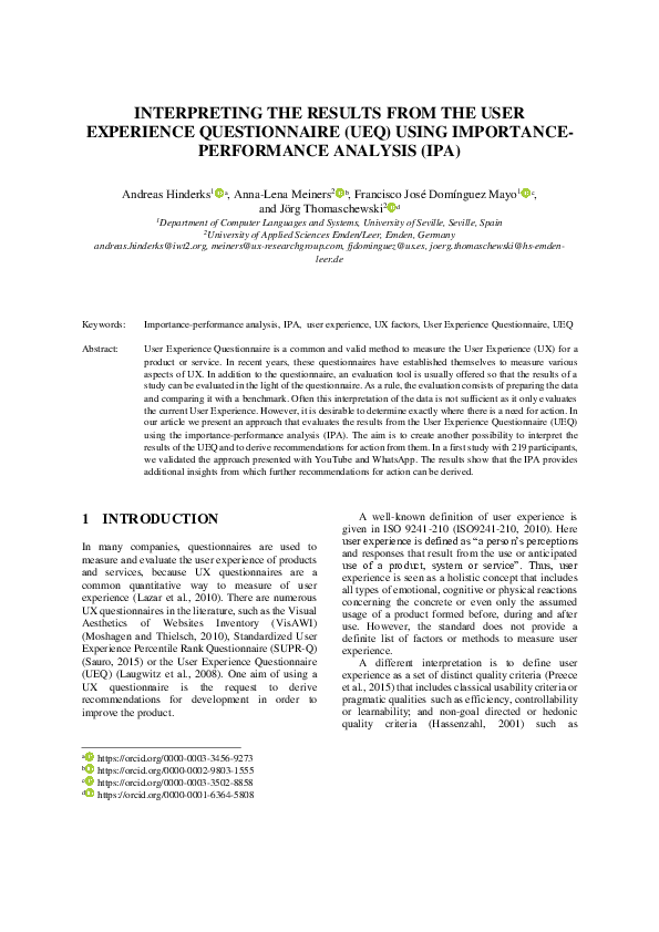 (PDF) Interpreting the Results from the User Experience Questionnaire ...