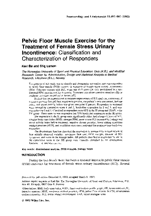 (PDF) Pelvic floor muscle exercise for the treatment of female stress ...