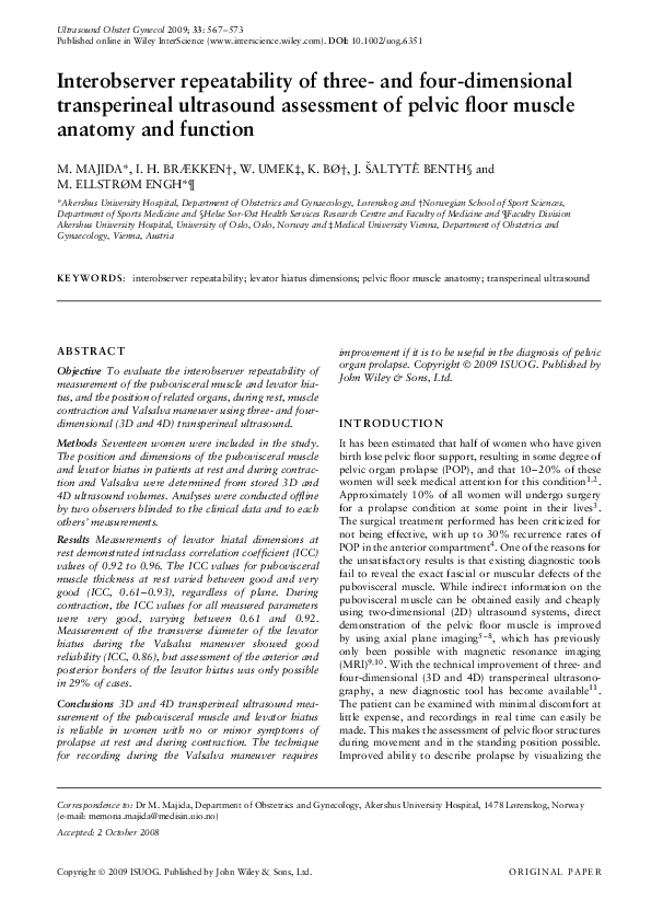 (PDF) Interobserver repeatability of three- and four-dimensional transperineal ultrasound ...