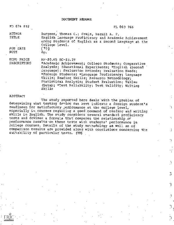 (PDF) English Language Proficiency and Academic Achievement among ...