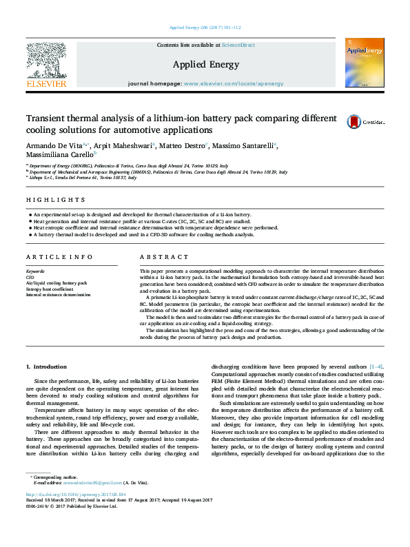 (PDF) Transient thermal analysis of a lithium-ion battery pack ...