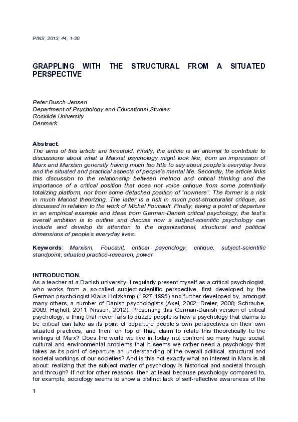 (PDF) Grappling with the structural from a situated perspective