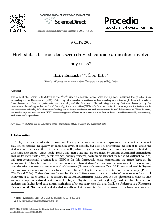 (PDF) High stakes testing: does secondary education examination involve ...