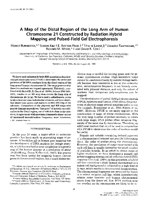 (PDF) A map of the distal region of the long arm of human chromosome 21 ...