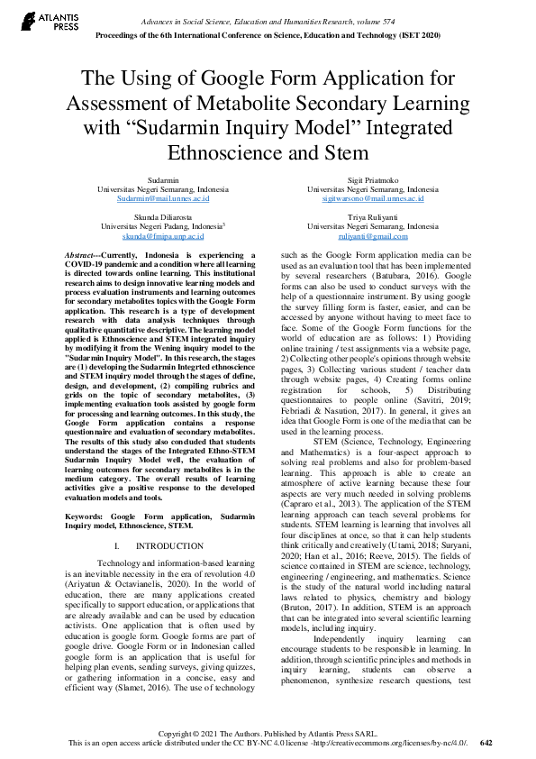 (PDF) The Using of Google Form Application for Assessment of Metabolite ...