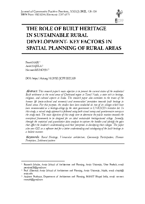 (PDF) The role of built heritage in sustainable rural development – A ... (PDF) The role of built heritage in sustainable rural development – A ...