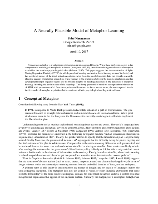 (PDF) Learning Metaphor 2 . 1 An informal account