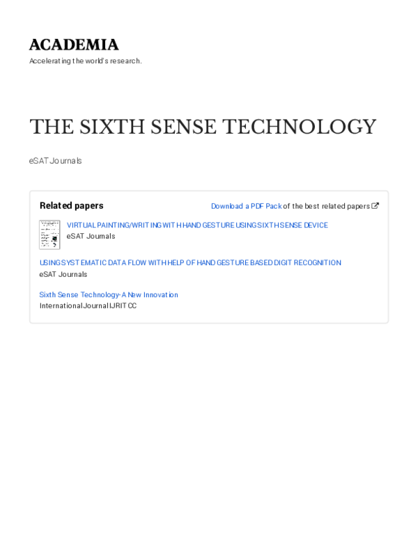 (PDF) THE SIXTH SENSE TECHNOLOGY