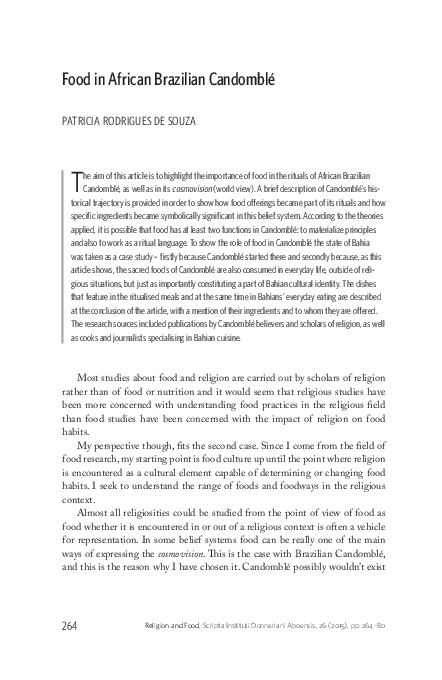 (PDF) Food in African Brazilian Candomblé
