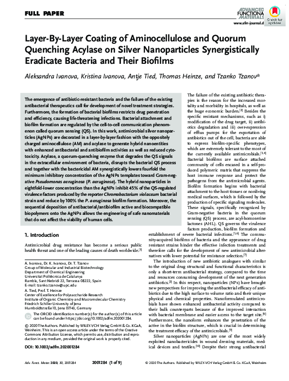 (PDF) Layer‐By‐Layer Coating of Aminocellulose and Quorum Quenching ...