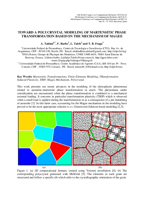 (PDF) Toward a Polycrystal Modeling of Martensitic Phase Transformation Based on the Mechanism ...