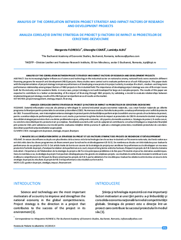(PDF) Analysis of the Correlation between Project Strategy and Impact ...