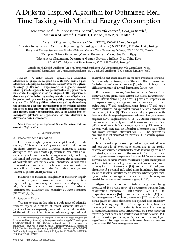 Pdf A Dijkstra Inspired Algorithm For Optimized Real Time Tasking With Minimal Energy
