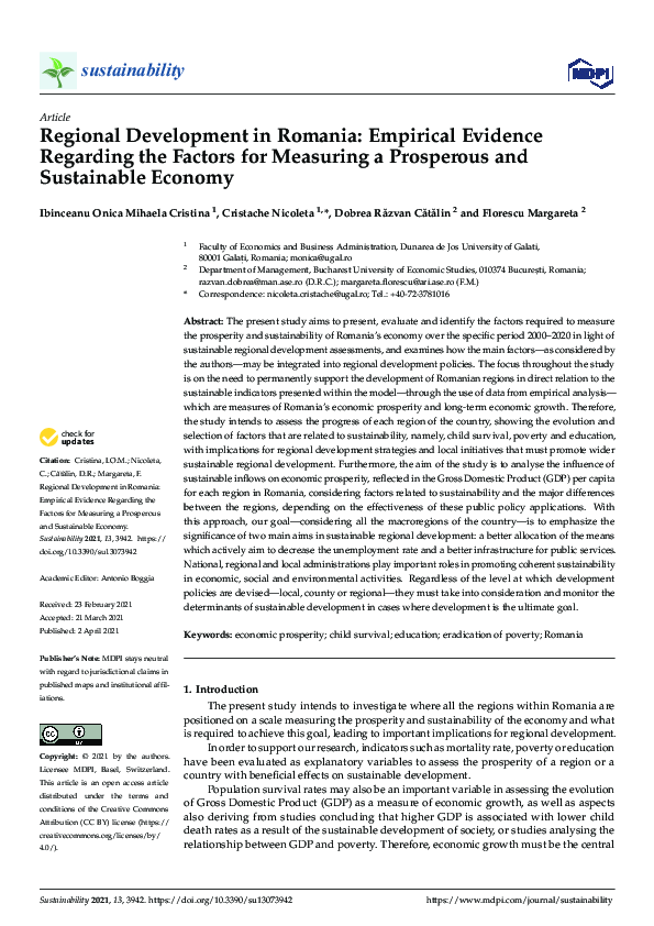 (PDF) Regional Development in Romania: Empirical Evidence Regarding the ...