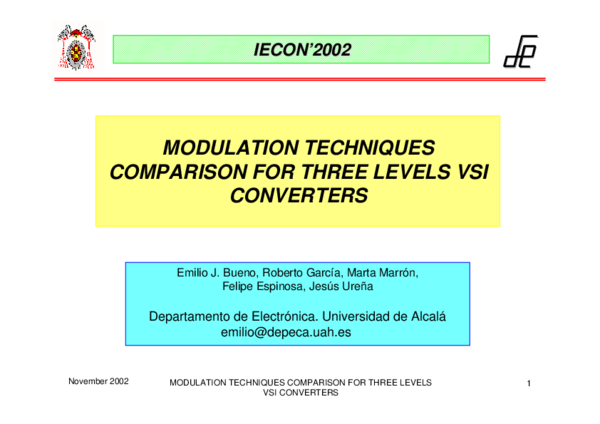 (PDF) Modulation techniques comparison for three levels VSI converters