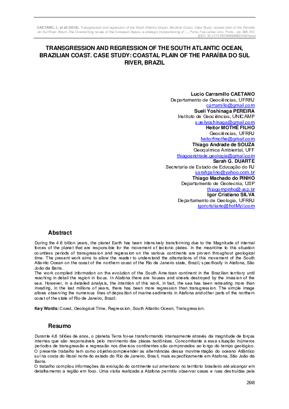 (PDF) Transgression and regression of the South Atlantic Ocean ...
