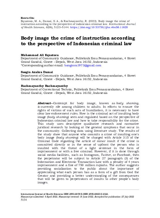 (PDF) Body Image The Crime Of Instruction According To The Perspective ...
