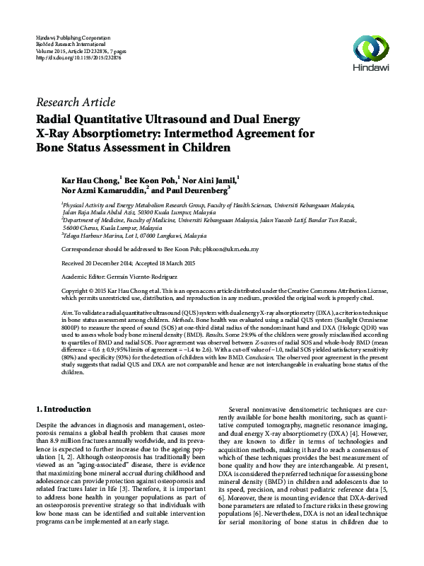 (PDF) Radial Quantitative Ultrasound and Dual Energy X-Ray ...