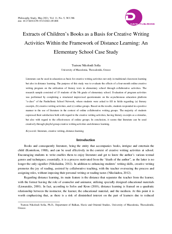 (PDF) Extracts of Children's Books as a Basis for Creative Writing ...