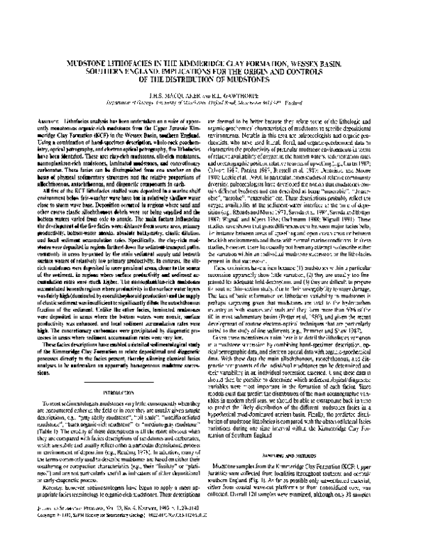 (PDF) Mudstone lithofacies in the Kimmeridge Clay Formation, Wessex ...