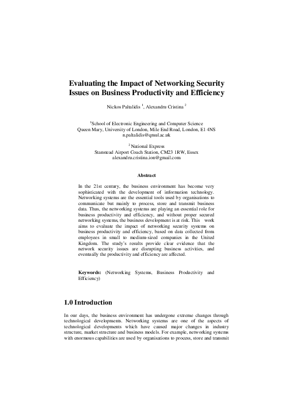 (PDF) Evaluating the impact of networking security issues on business ...