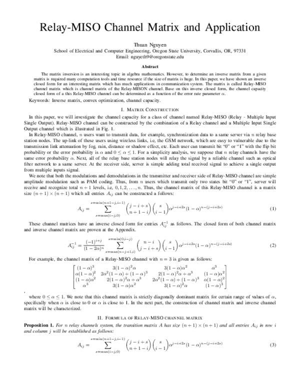 (PDF) Relay-MISO Channel Matrix and Application | thinh nguyen ...