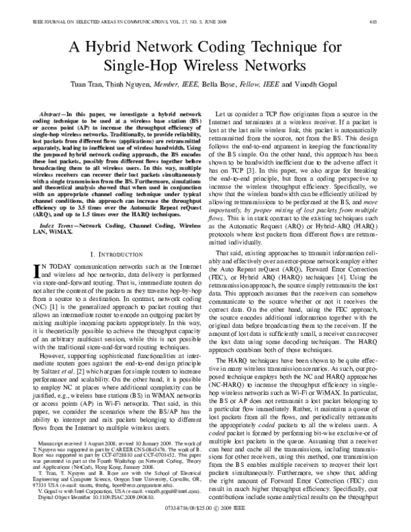(PDF) A hybrid network coding technique for single-hop wireless networks