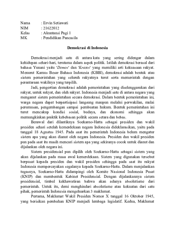 (DOC) Narasi Demokrasi Di Indonesia