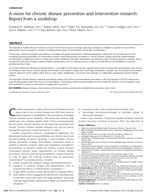 (PDF) A vision for chronic disease prevention intervention research ...